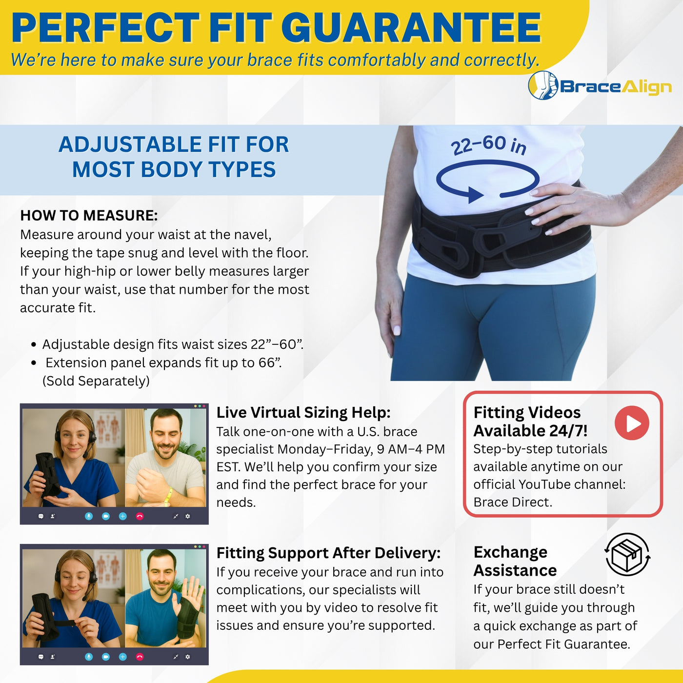 Brace Align GlideFit Adjustable SI Belt for Sacroiliac Joint, Hip ...
