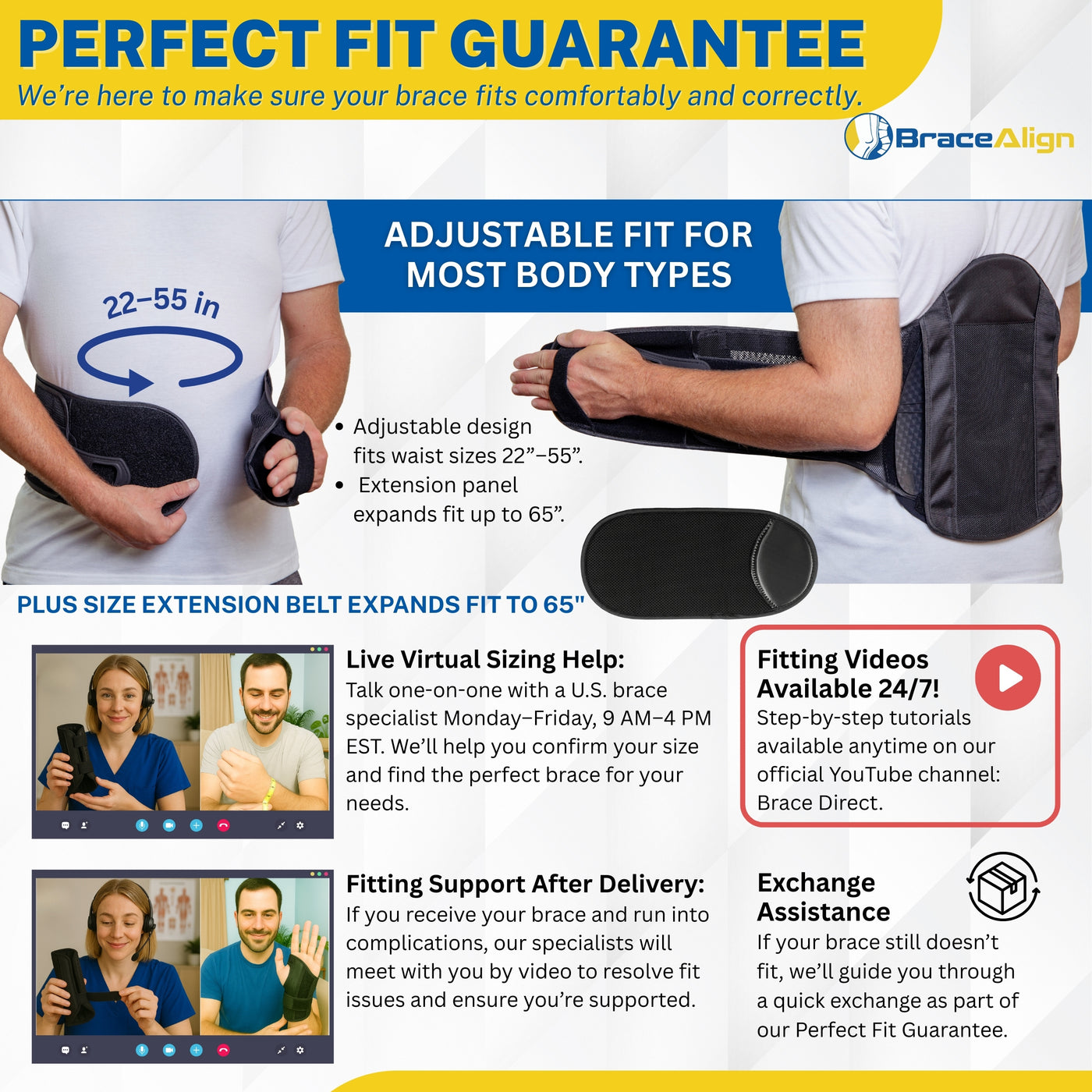 Brace Align Core Pro LSO Back Brace - Lumbar Sacral Orthosis with 6:1 ...