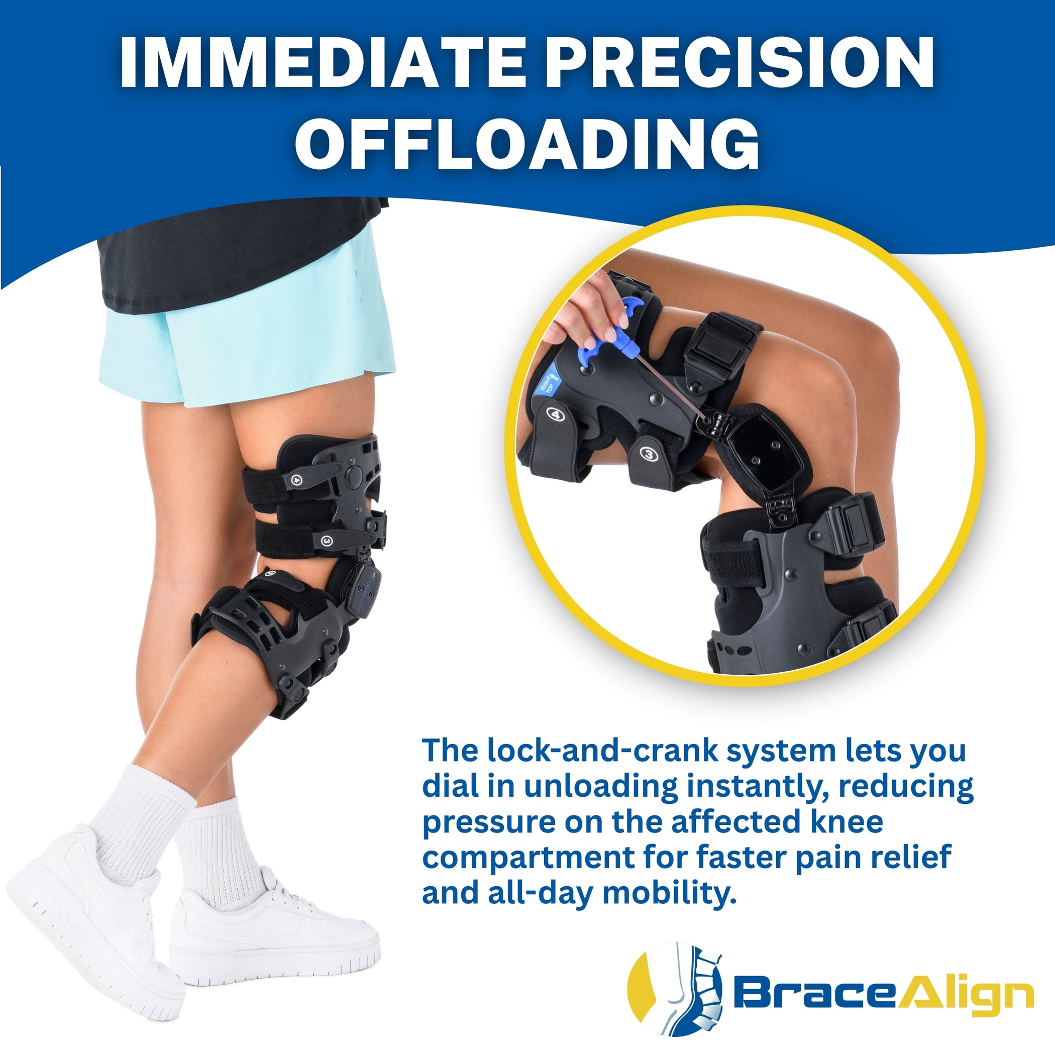 Brace Align EasyStrap Pro OA Knee Brace - Adjustable Hinged Unloader ...