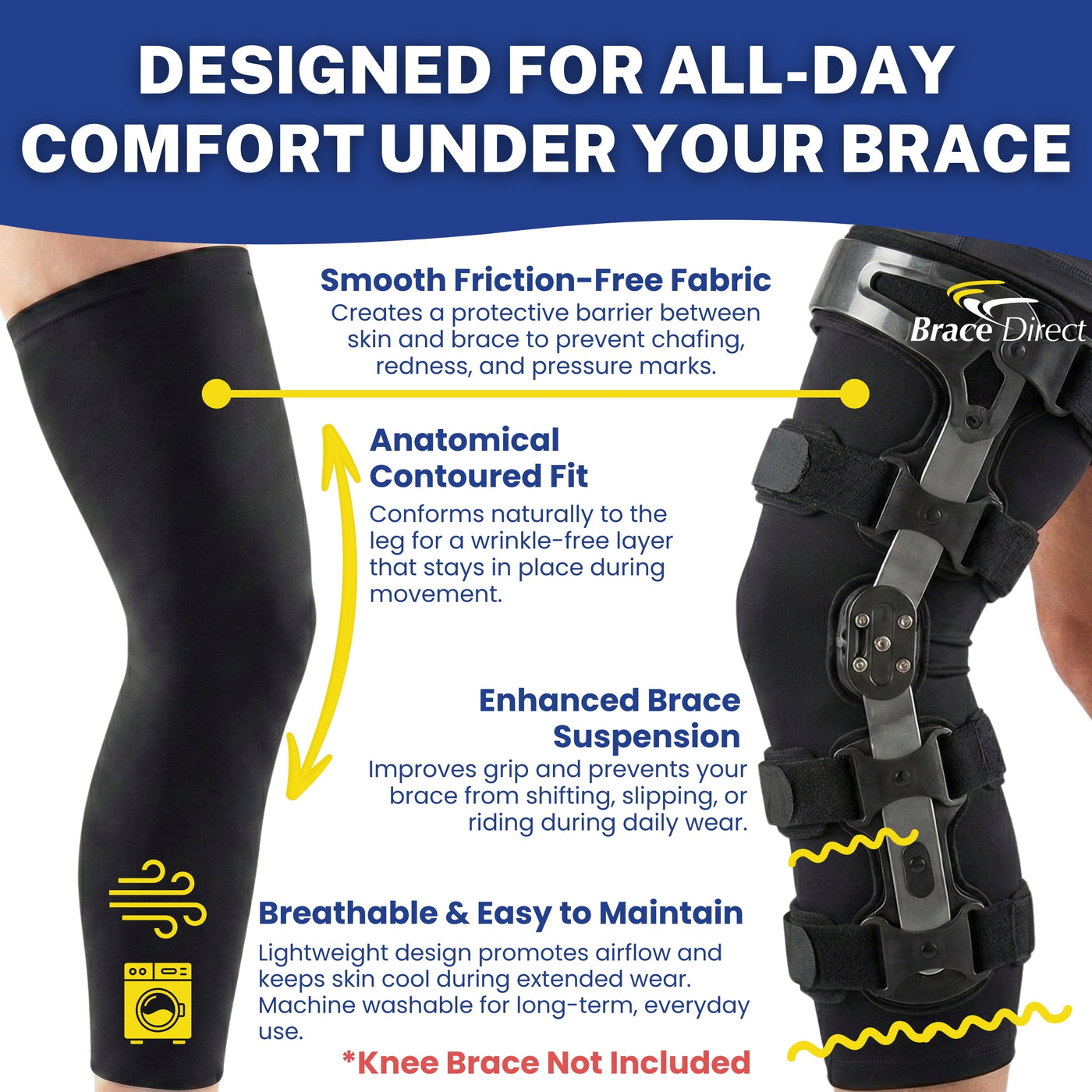 Breg Undersleeve for Knee Braces - Cotton or Neoprene Liner for ...