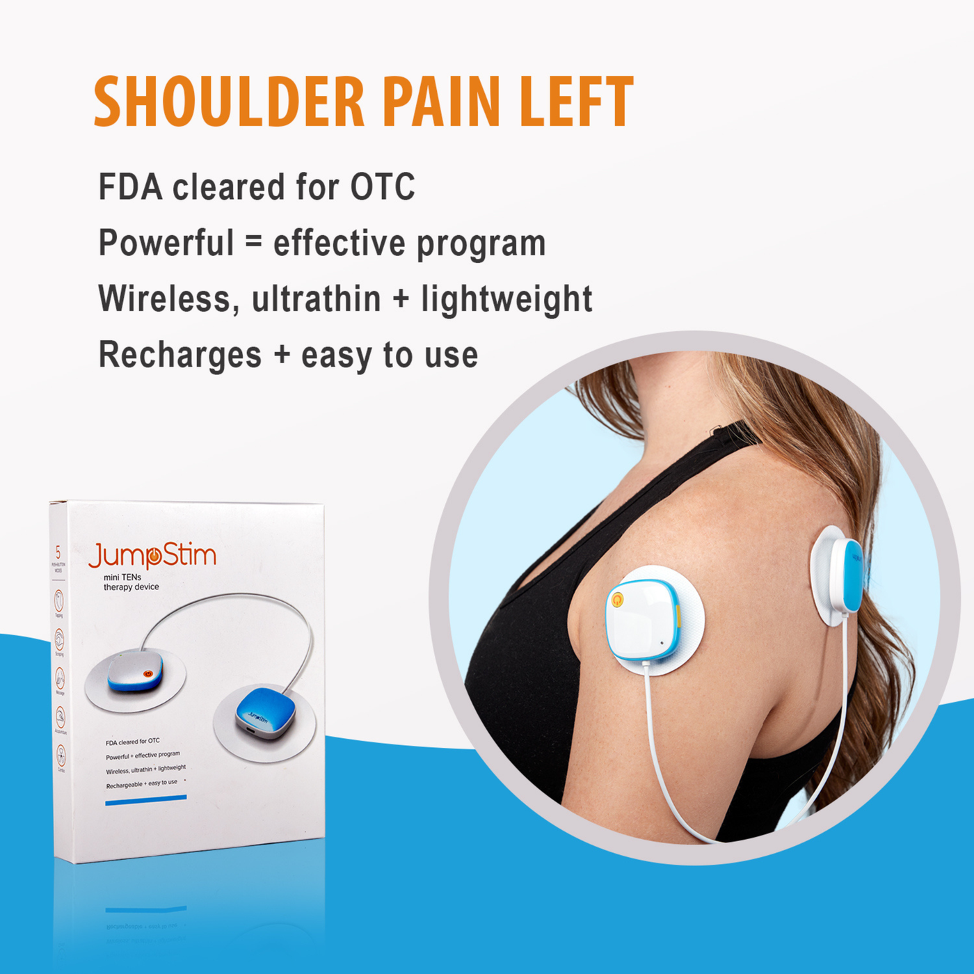 JumpStim TENS Muscle Massager by Brace Direct – Wearable Double Pad ...