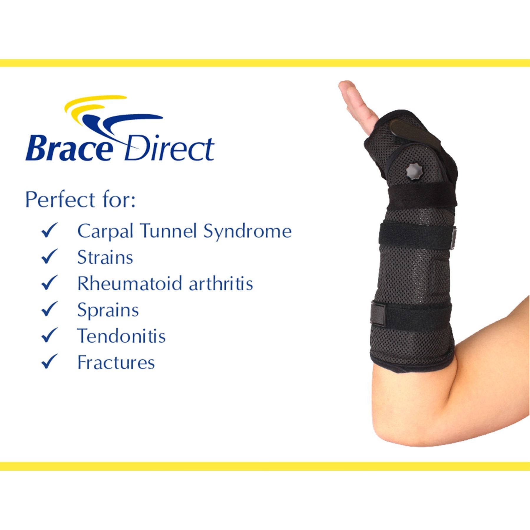 Brace Direct ROM Sprained Wrist Brace - Universal Adjustable Support