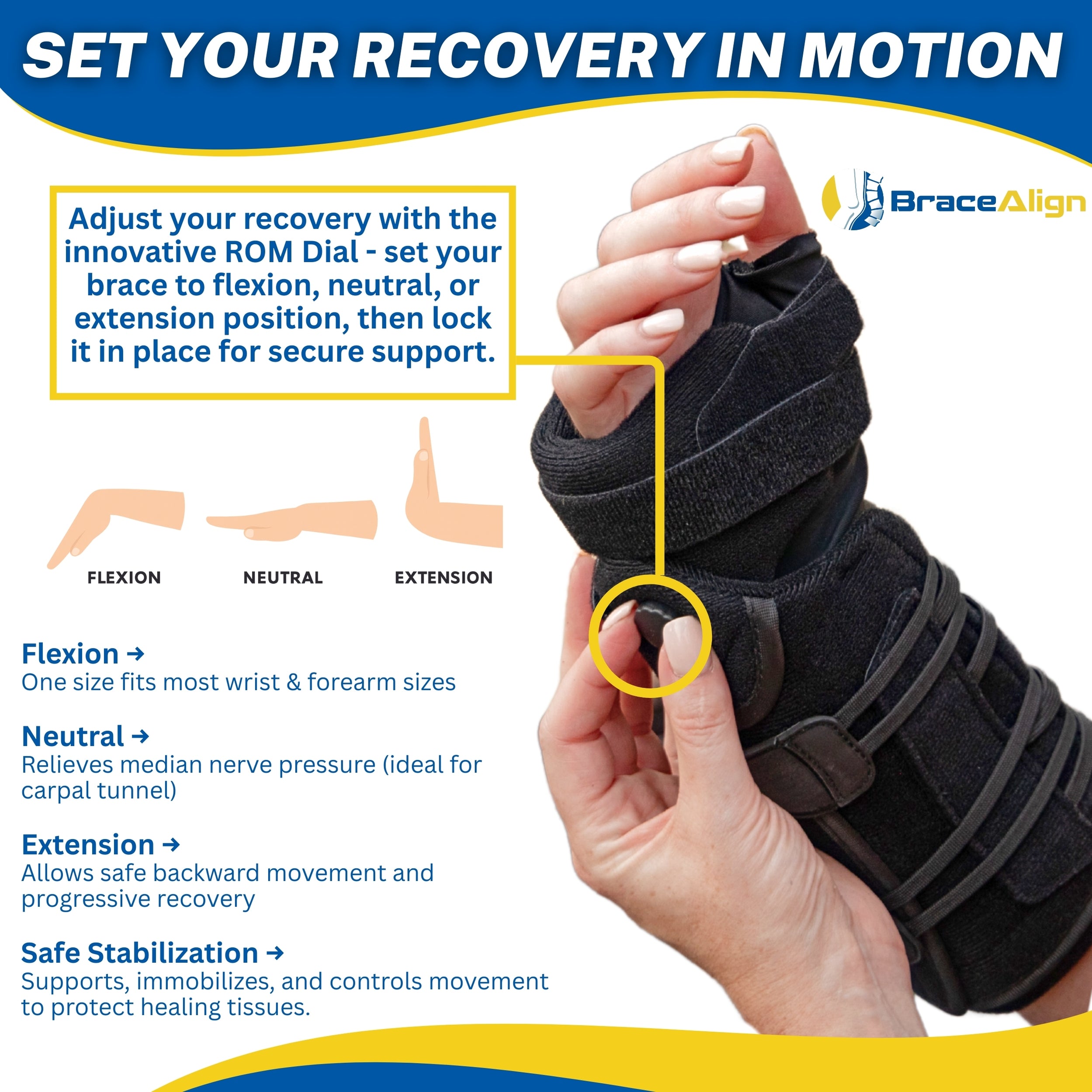 Brace Direct PrecisionMotion ROM Wrist Brace with Adjustable Flexion ...